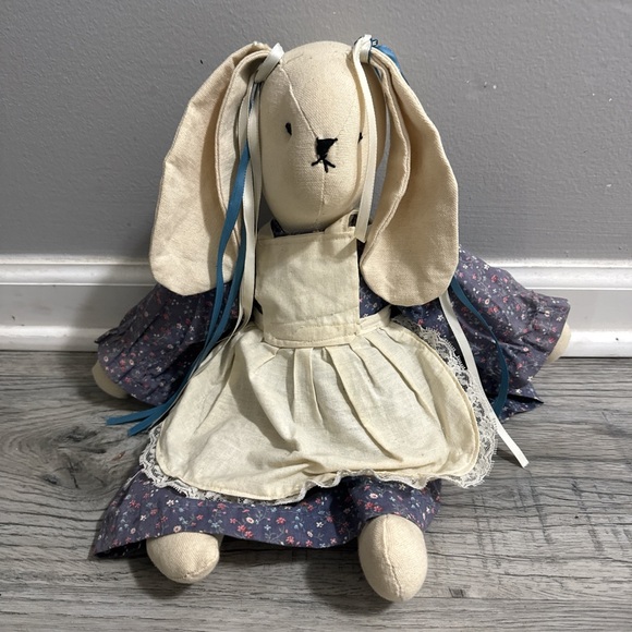 Toys | Vintage Handmade Folk Art Stuffed Long Ear Bunny Rabbit | Poshmark